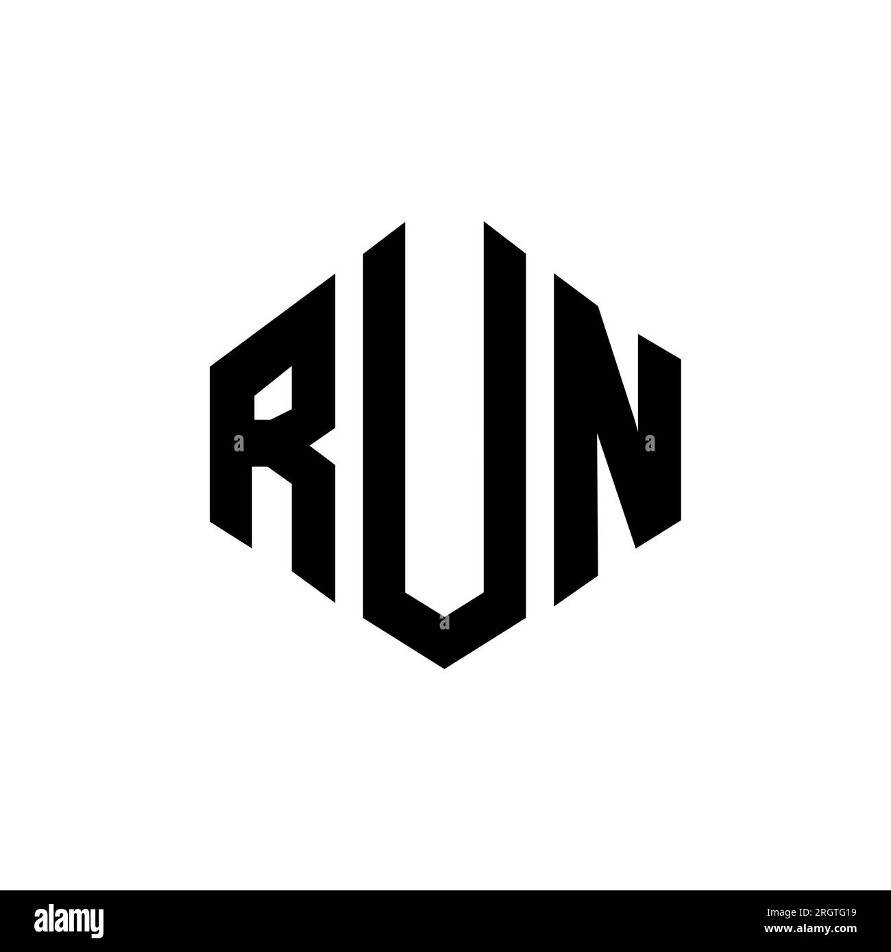 RUN letter logo design with polygon shape. RUN polygon and cube shape ...