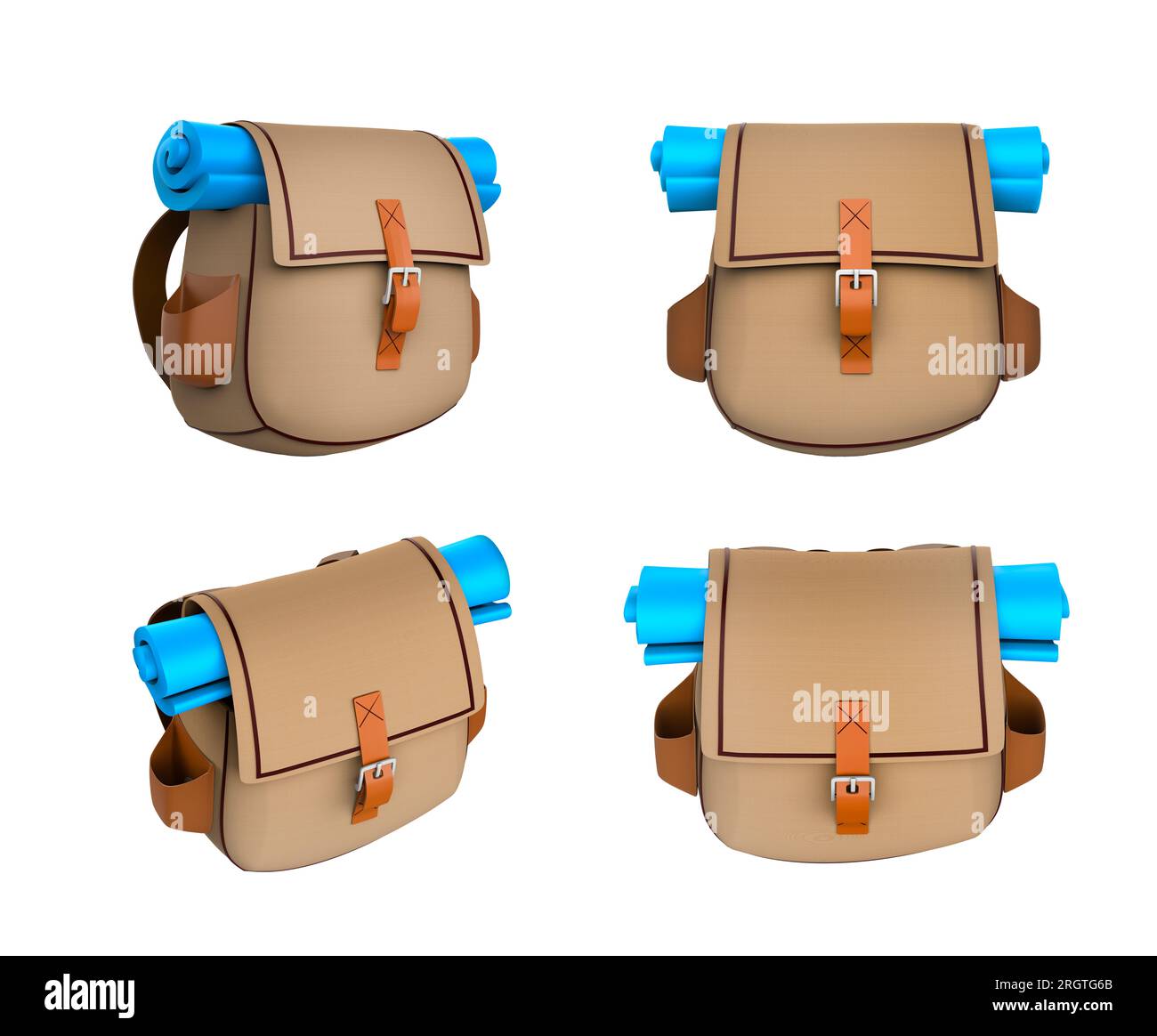 Isolated 3d render illustration of cartoon travel or journey backpack ...