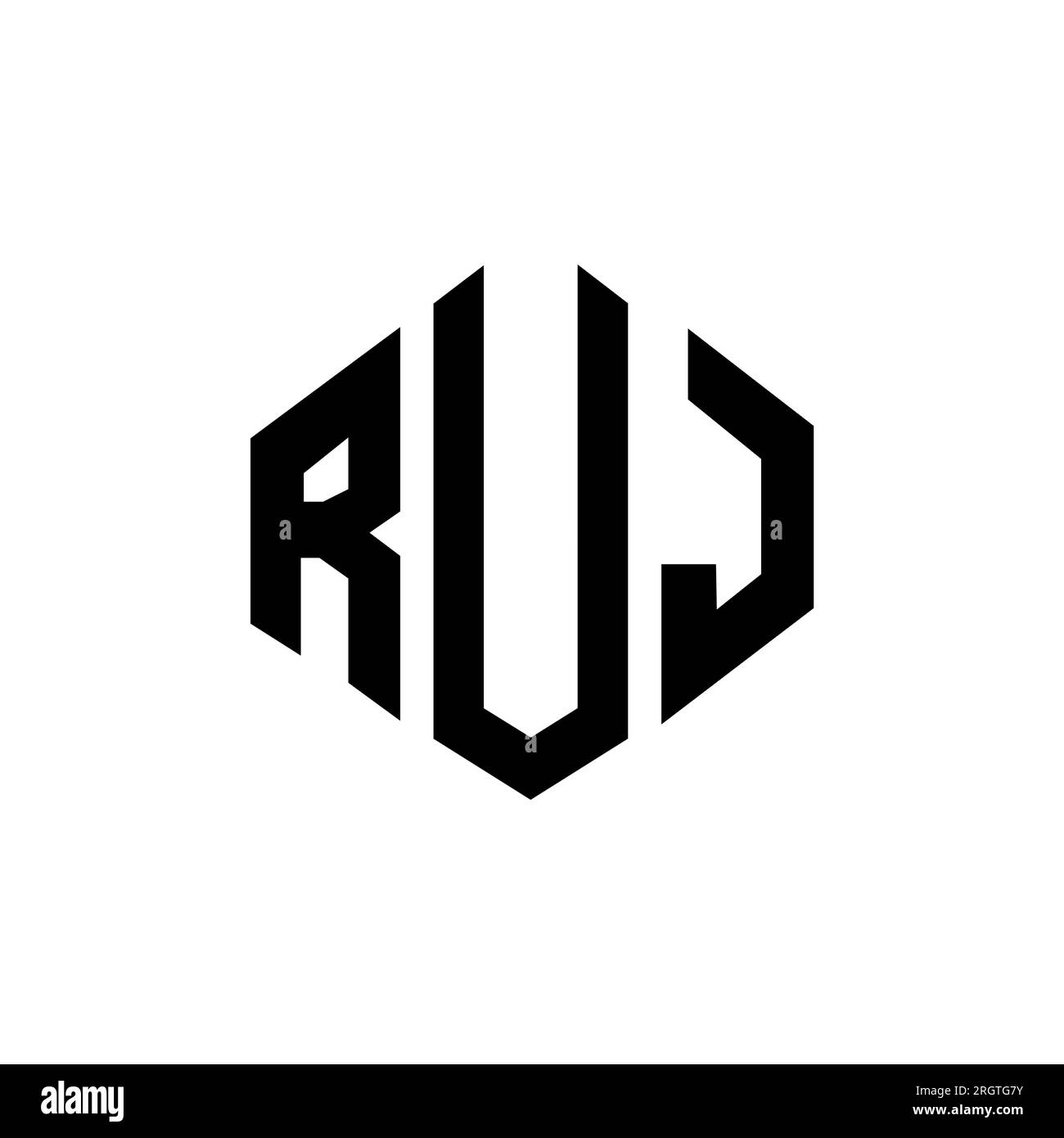 RUJ letter logo design with polygon shape. RUJ polygon and cube shape ...