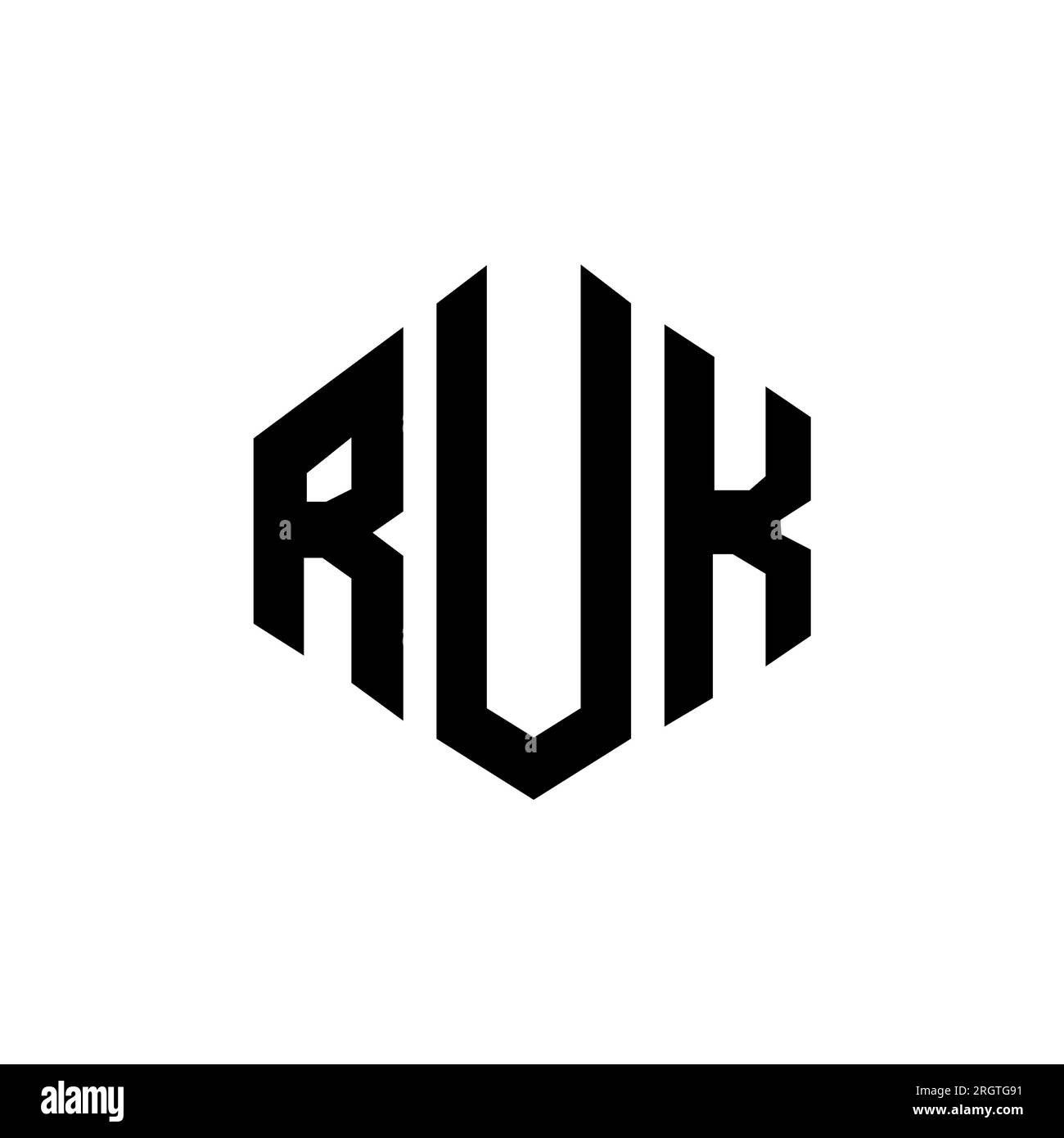 RUK letter logo design with polygon shape. RUK polygon and cube shape ...