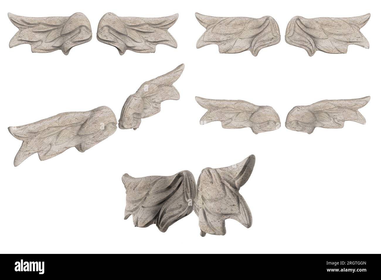 Isolated 3d render illustration of stone statue baby angel wings, in ...