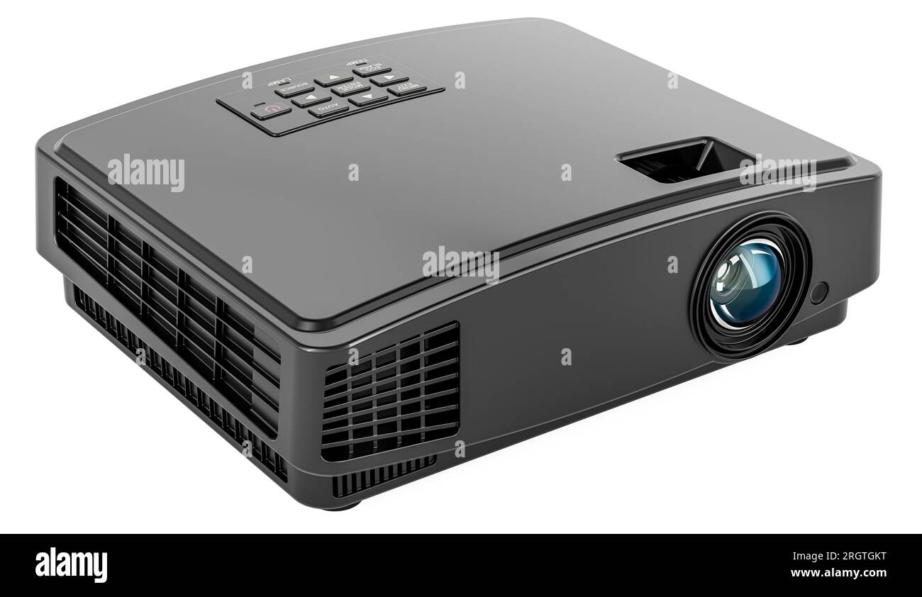 Black Projector, 3D rendering isolated on white background Stock Photo ...
