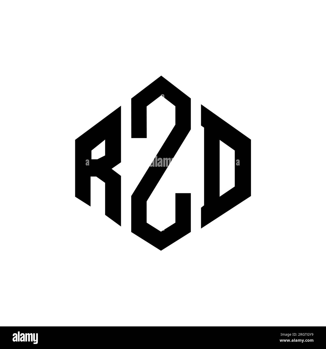 RZD letter logo design with polygon shape. RZD polygon and cube shape ...