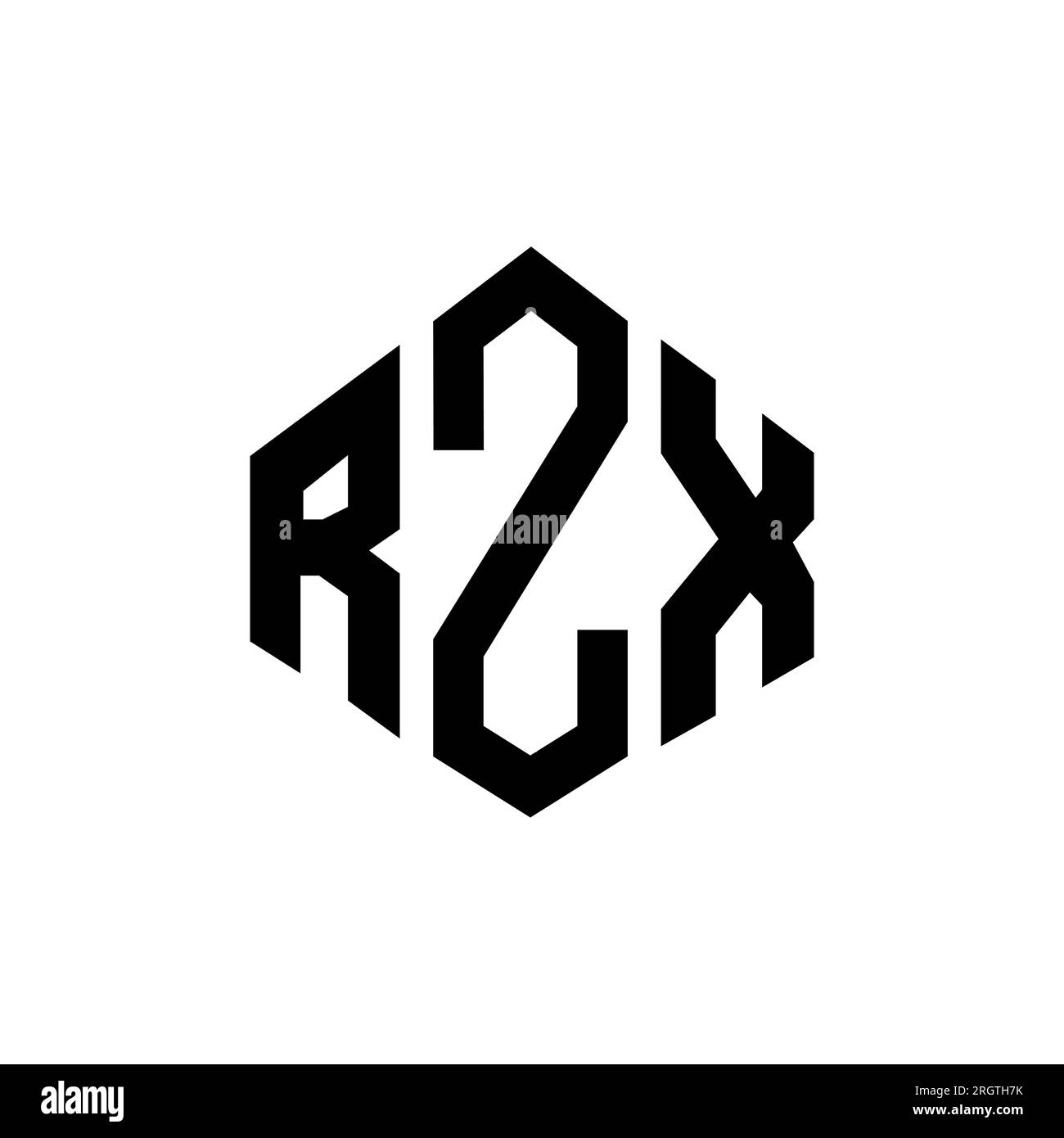 RZX letter logo design with polygon shape. RZX polygon and cube shape ...