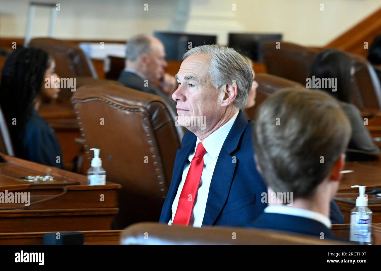 Texas Gov. GREG ABBOTT leaves the floor of the Texas House of ...