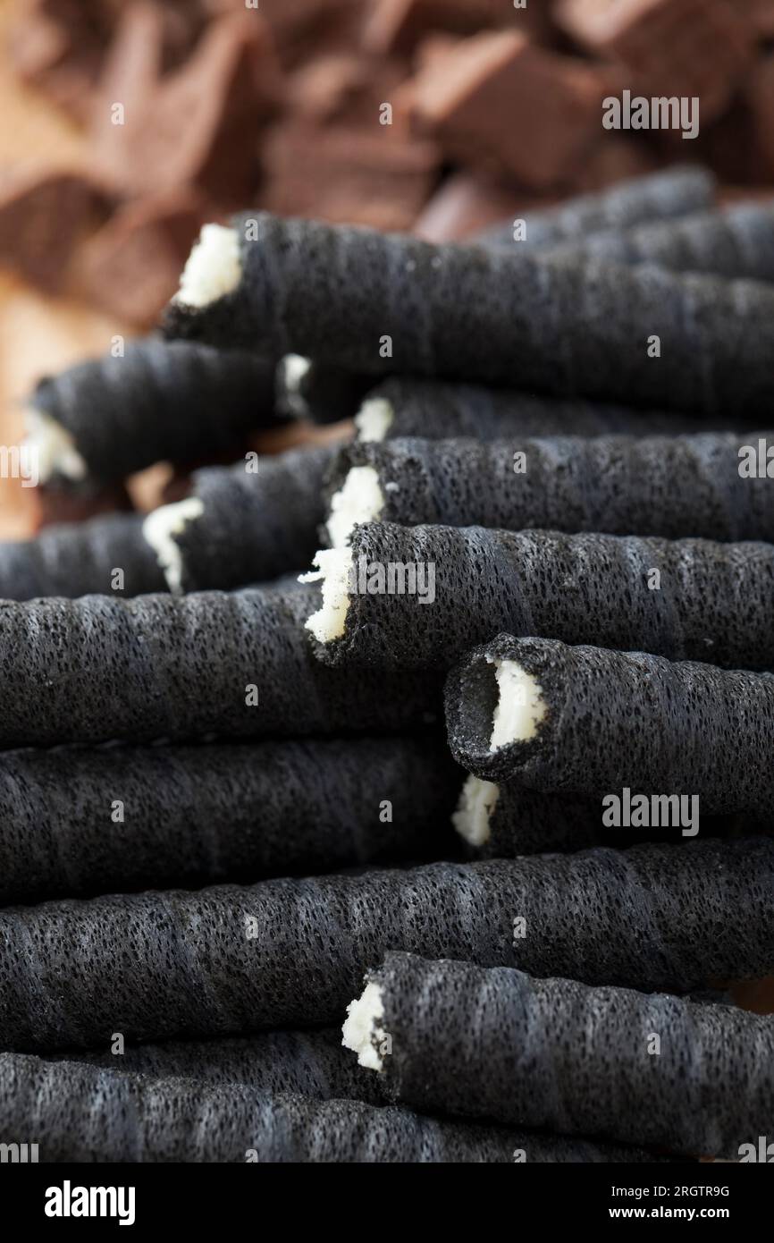 very sweet waffles and crispy black waffles made from wheat flour and ...