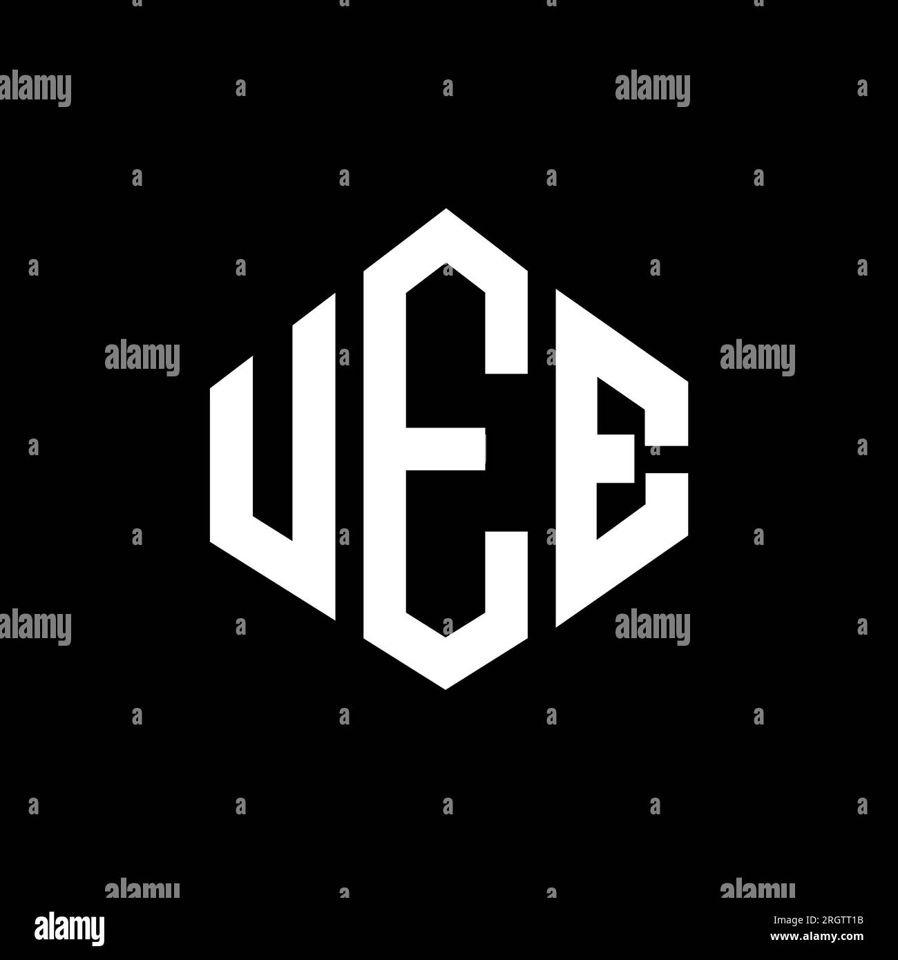 UEE letter logo design with polygon shape. UEE polygon and cube shape ...