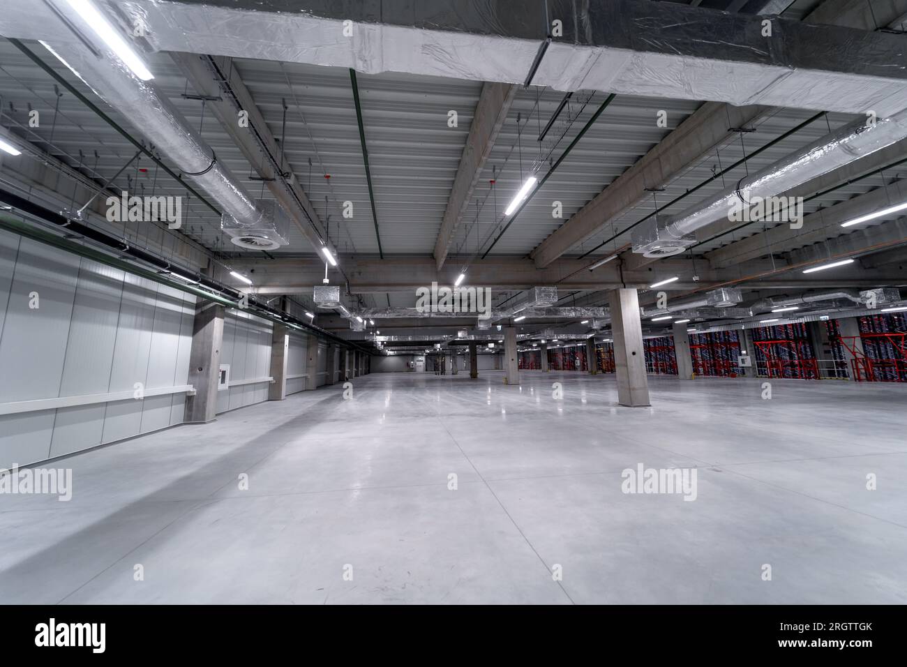 Empty industrial hall with ceiling ventilation system Stock Photo - Alamy
