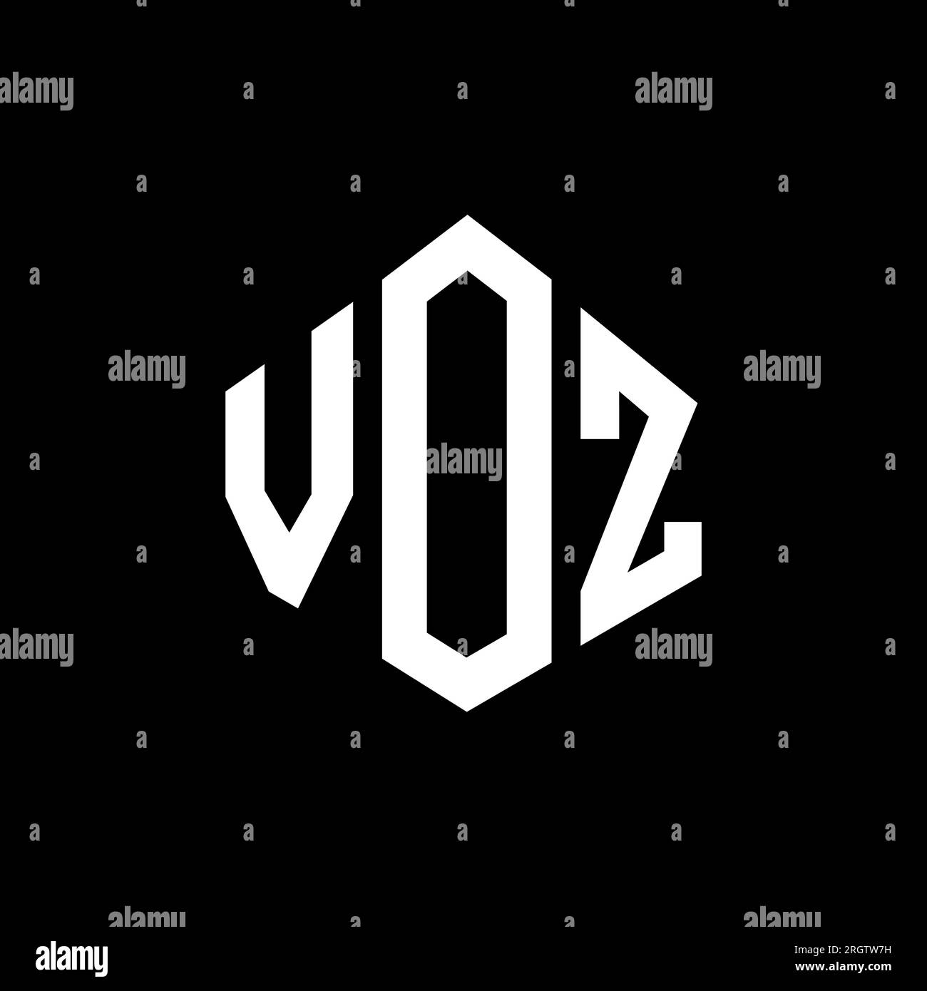 VOZ letter logo design with polygon shape. VOZ polygon and cube shape ...