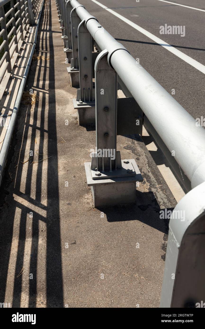 steel fences on the road to ensure the safety of cars, part of a ...