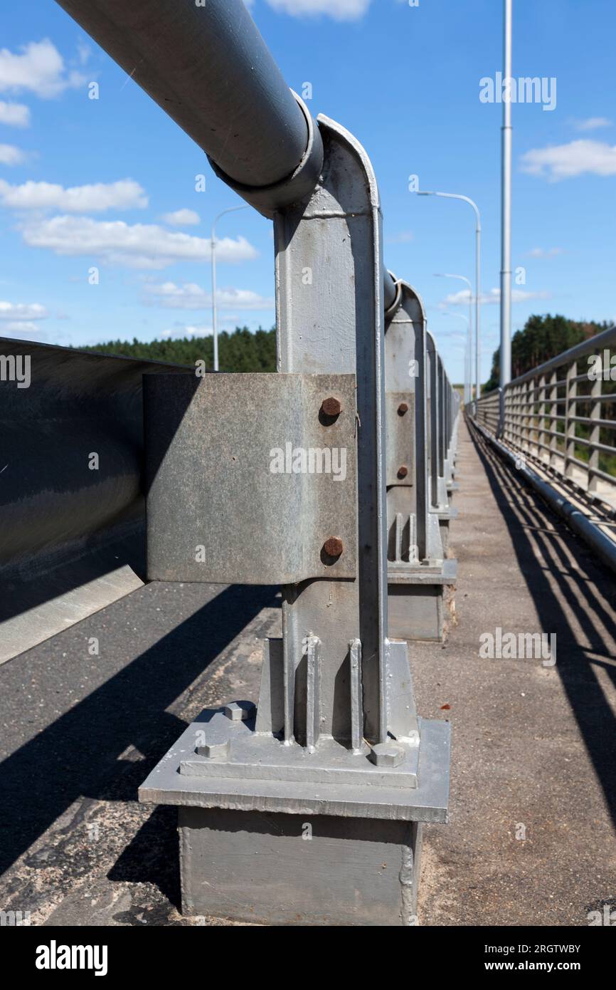 steel fences on the road to ensure the safety of cars, part of a ...