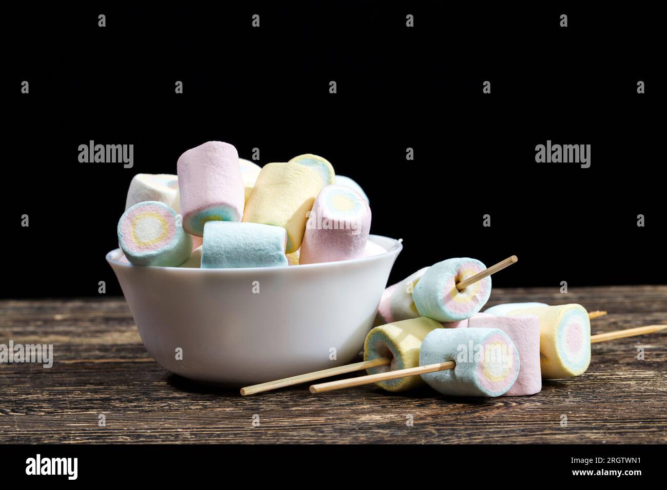 delicious and sweet marshmallow, confection with hot coffee, breakfast ...