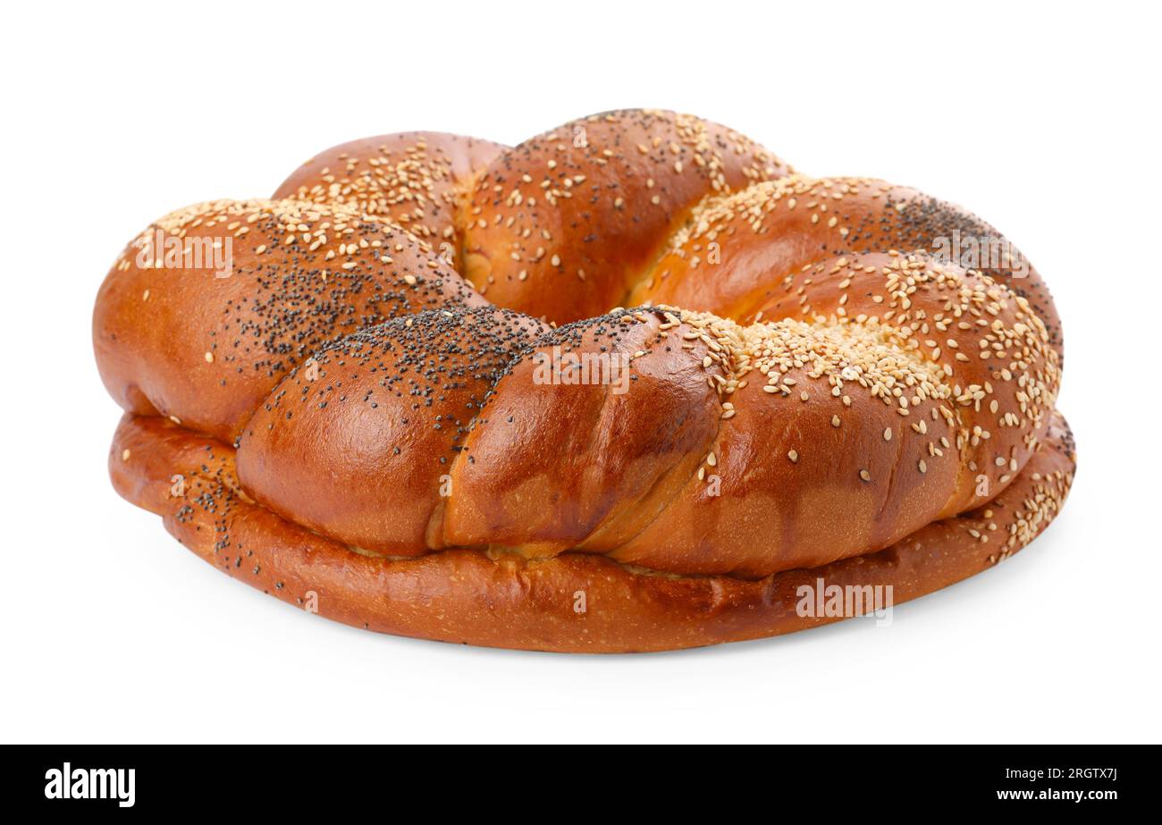 Round braided bread isolated on white. Fresh pastry Stock Photo - Alamy