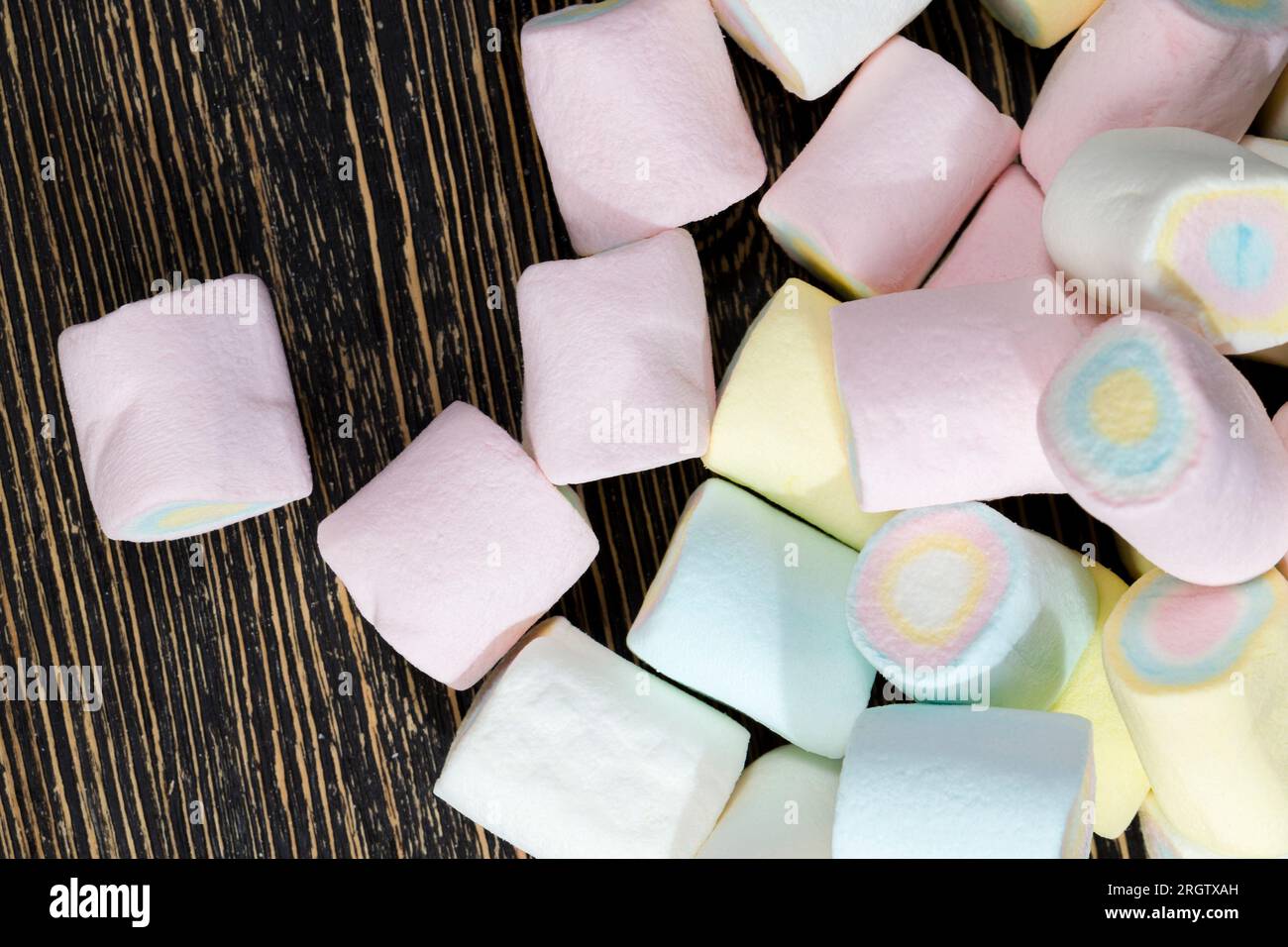 multi colored sweet soft marshmallows made from sugar, gelatin, starch ...