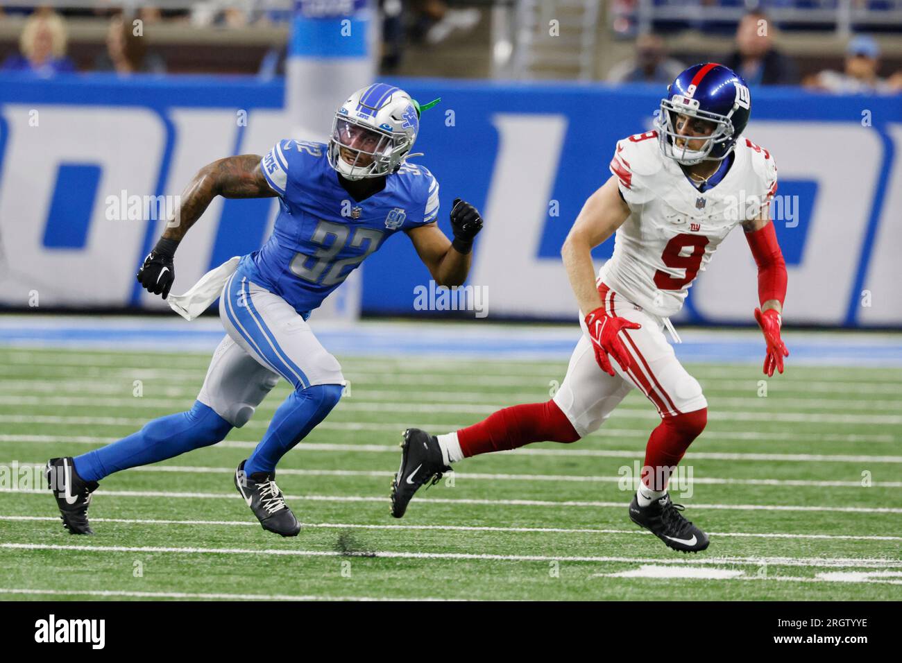 Detroit Lions safety Brian Branch (32) defends as New York Giants wide ...