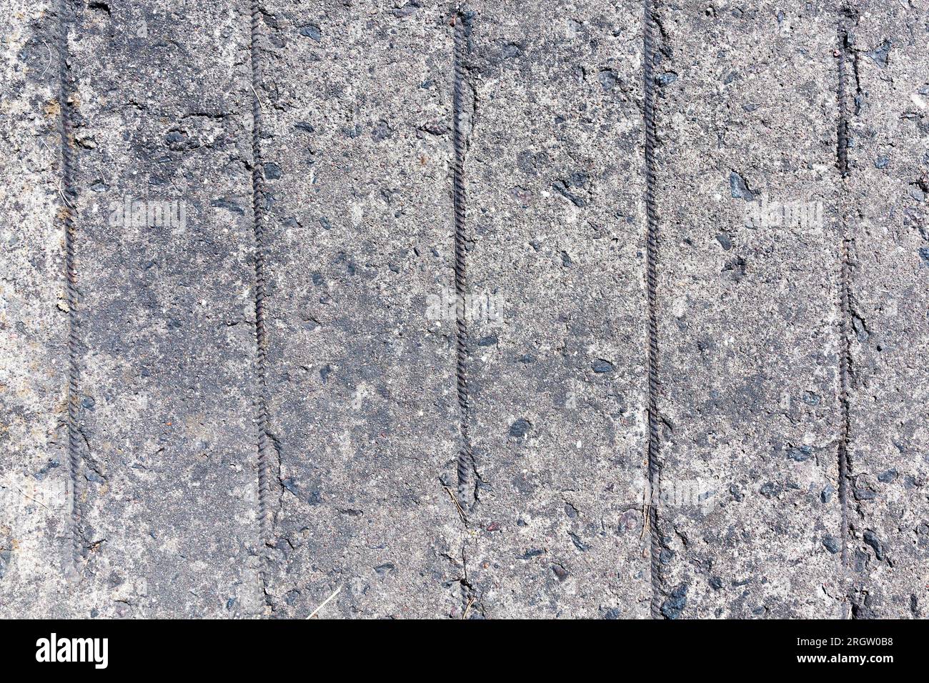 old collapsing reinforced concrete slabs laid for pedestrian and ...