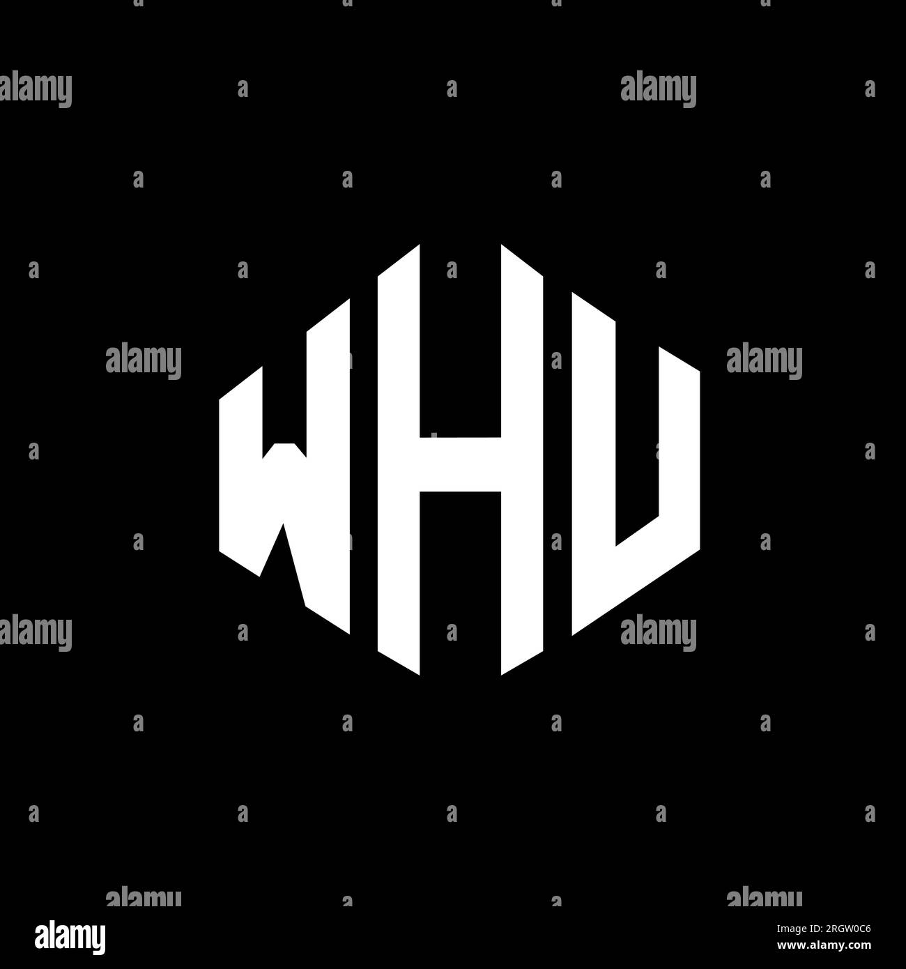 WHU letter logo design with polygon shape. WHU polygon and cube shape logo design. WHU hexagon ...
