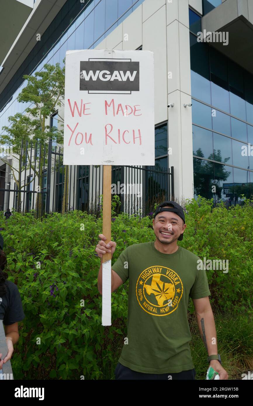 Los Angeles, California, USA 11th August 2023 WGA We Made You Rich Sign ...