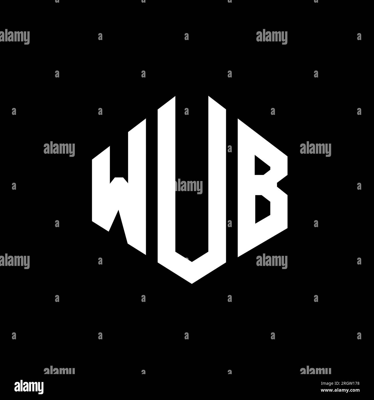 WUB letter logo design with polygon shape. WUB polygon and cube shape ...