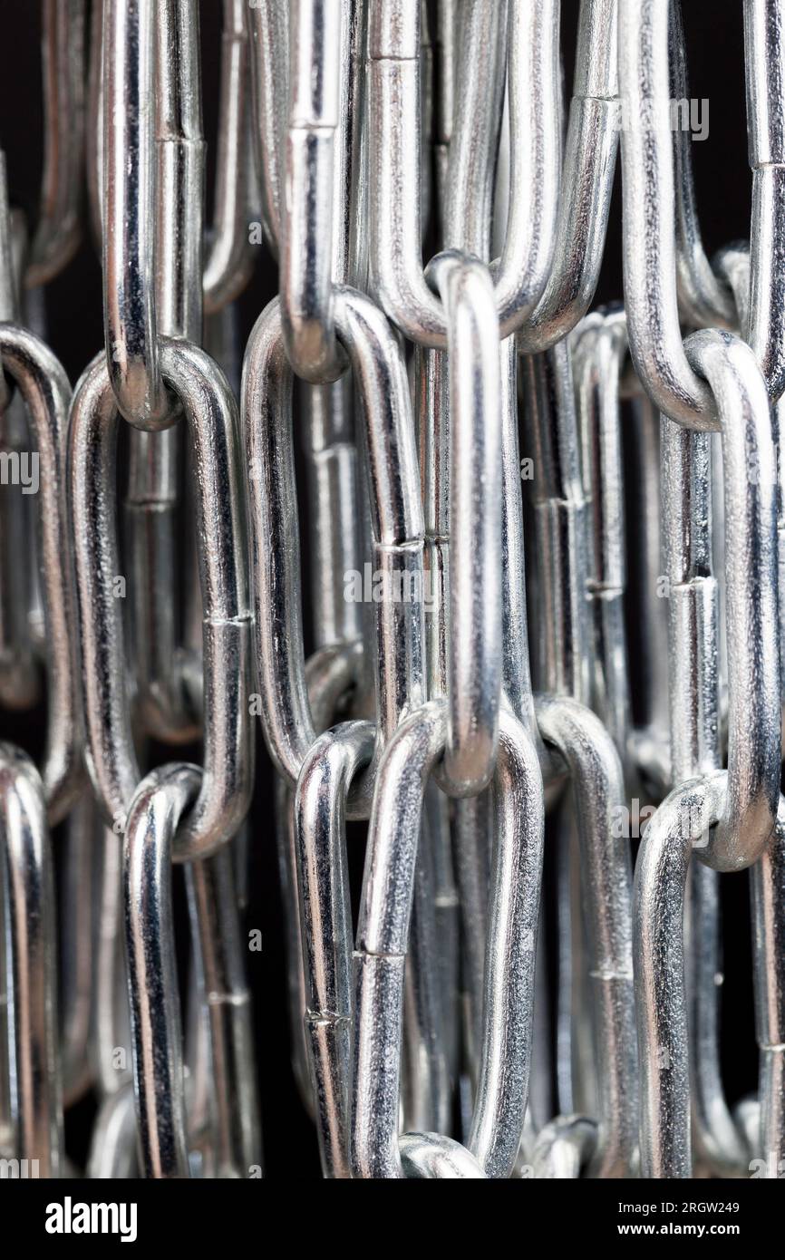 galvanized steel chain made of a large number of links, rust proof ...
