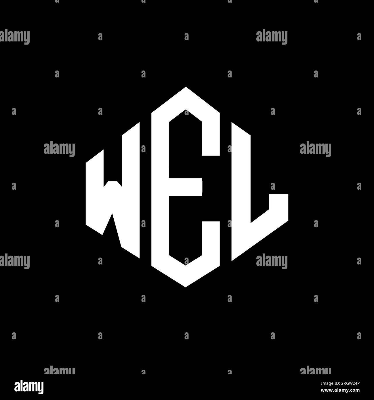 WEL letter logo design with polygon shape. WEL polygon and cube shape ...