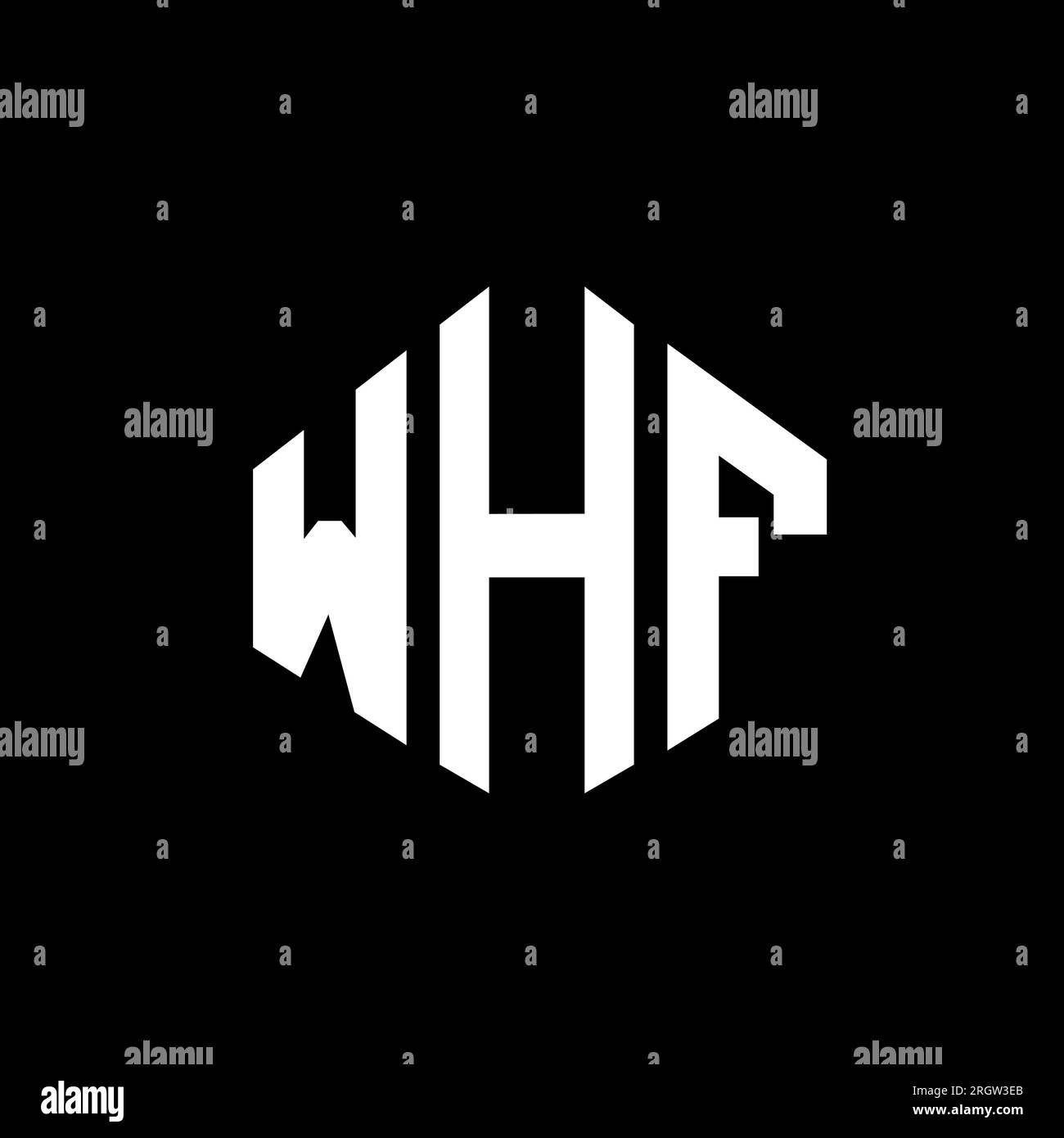 WHF letter logo design with polygon shape. WHF polygon and cube shape logo design. WHF hexagon ...