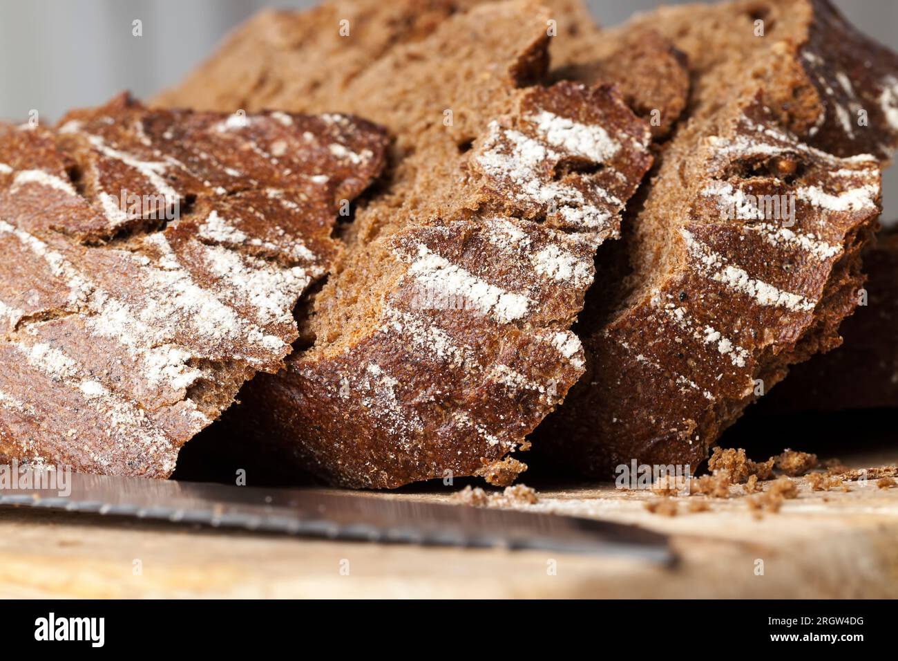 fresh and soft homemade rye bread made from flour and other ingredients ...