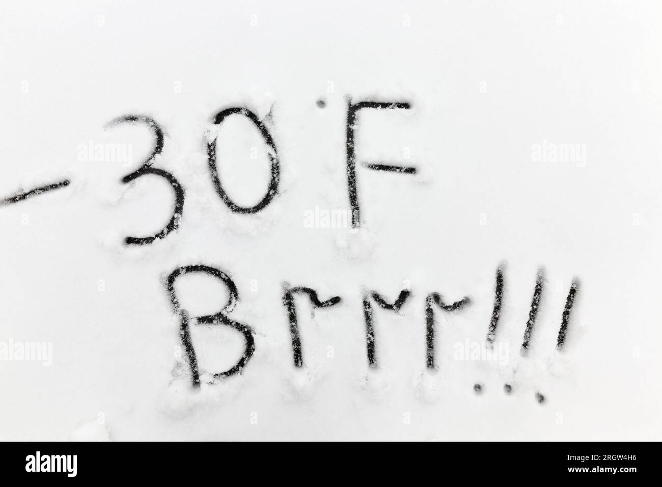 drawn on the snow, temperature symbols denoting negative very cold ...