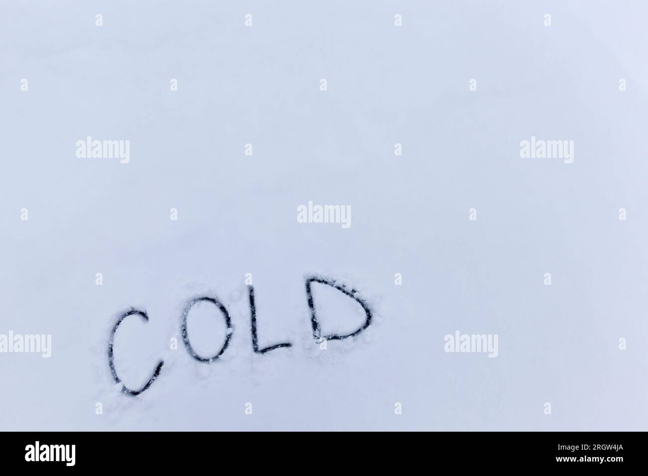 drawn on the snow, temperature symbols denoting negative very cold ...
