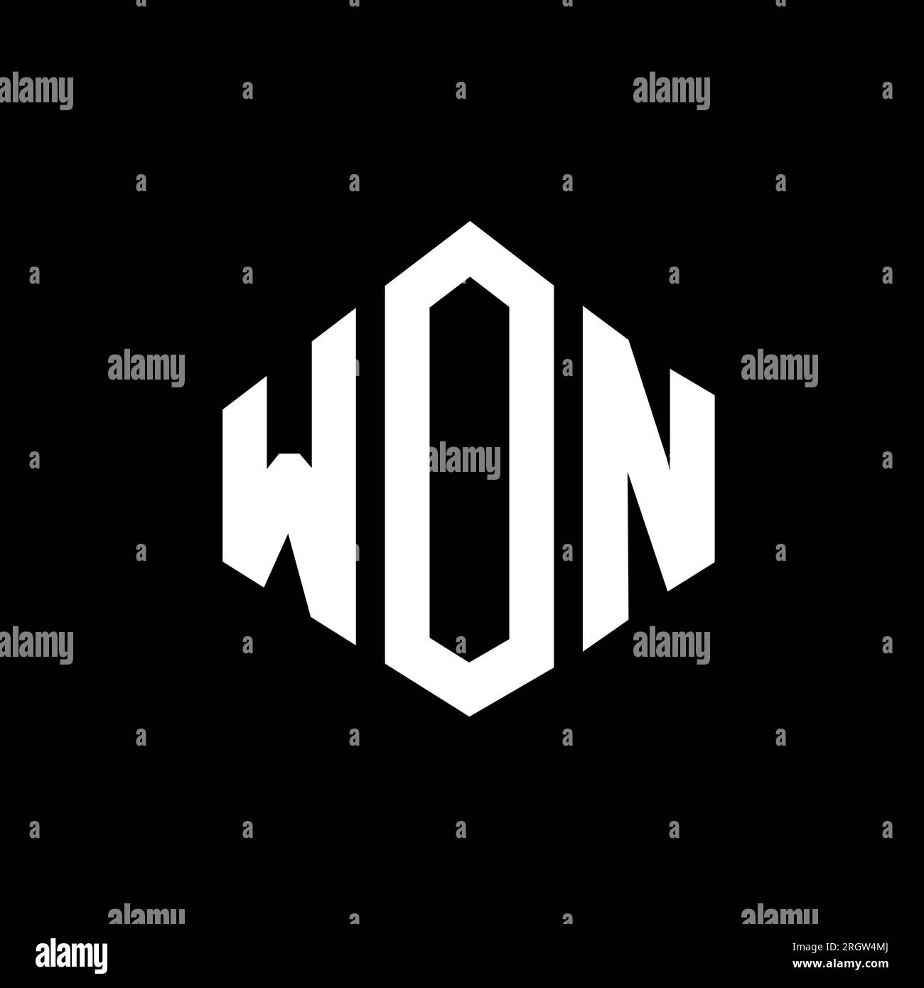WON letter logo design with polygon shape. WON polygon and cube shape ...