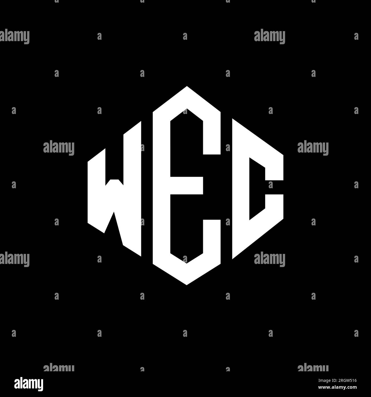 WEC letter logo design with polygon shape. WEC polygon and cube shape ...