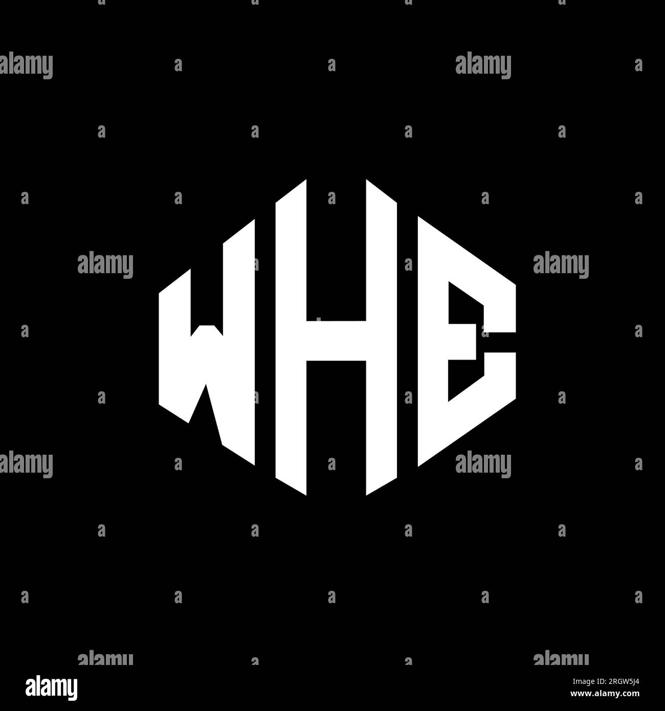 WHE letter logo design with polygon shape. WHE polygon and cube shape ...
