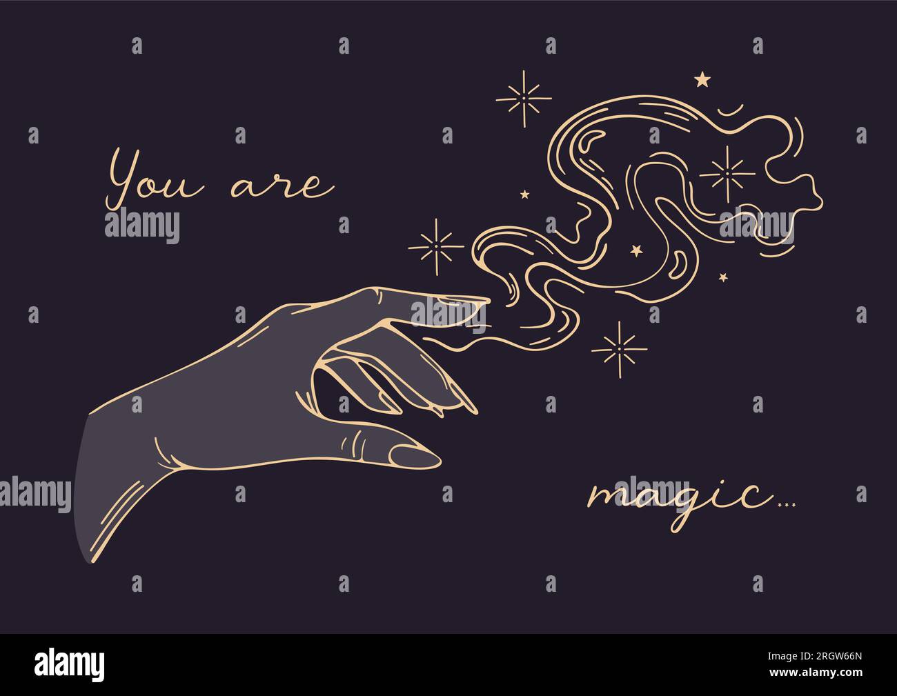 Vector illustration in vintage style. Womens golden hands. Lettering ...