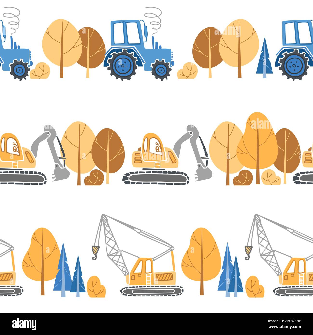 Childrens construction machinery pattern. Cartoon illustration ...