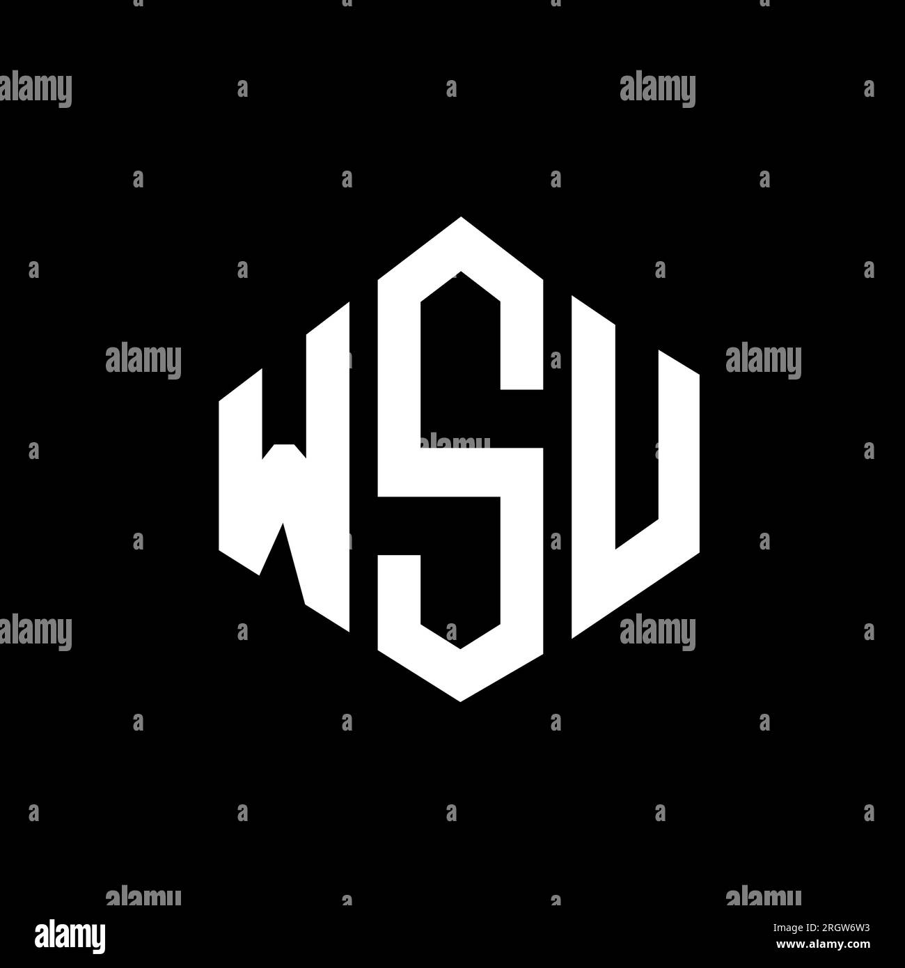 WSU letter logo design with polygon shape. WSU polygon and cube shape ...