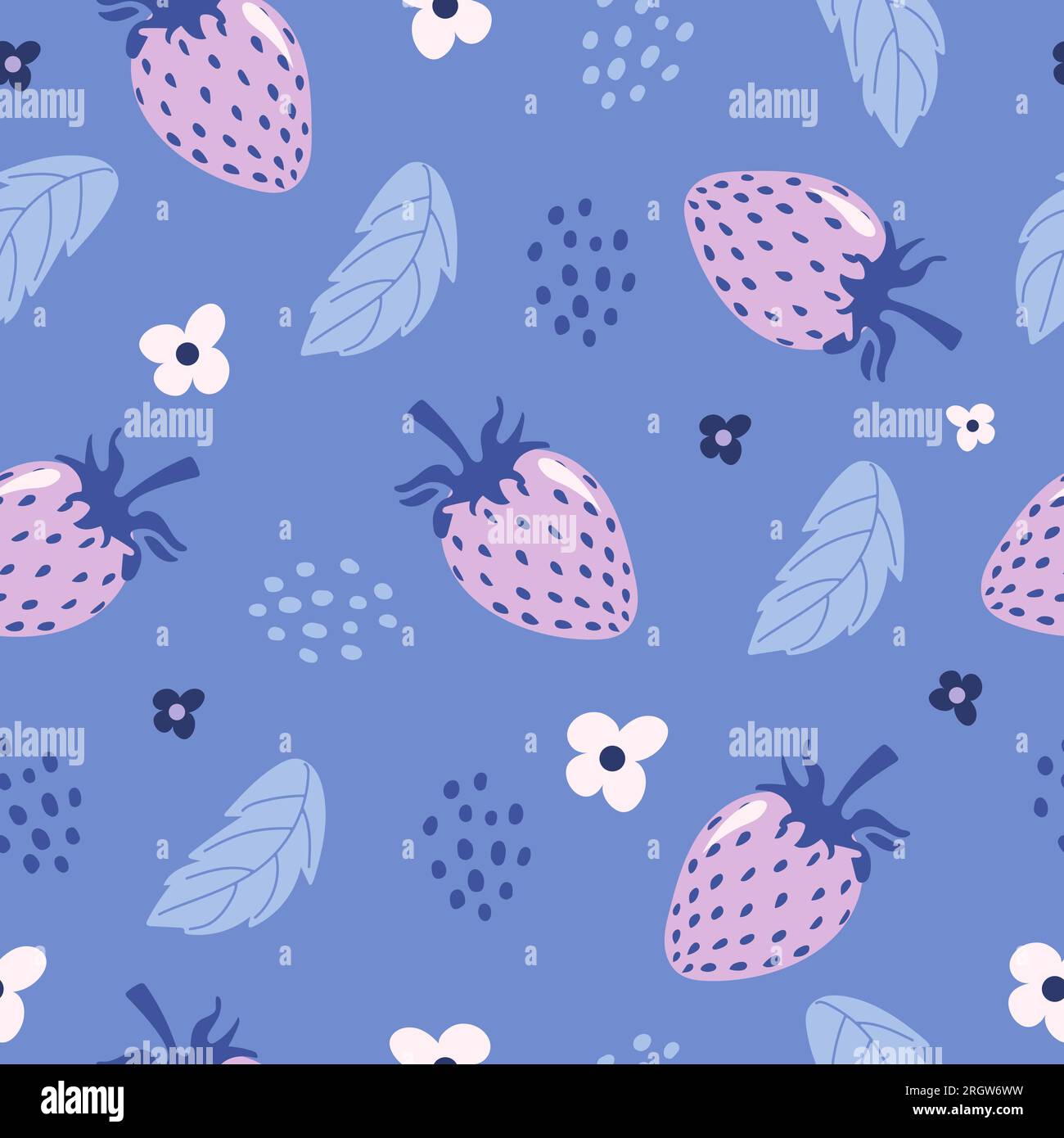 Bright seamless summer pattern. Delicate berries flowers leaves ...