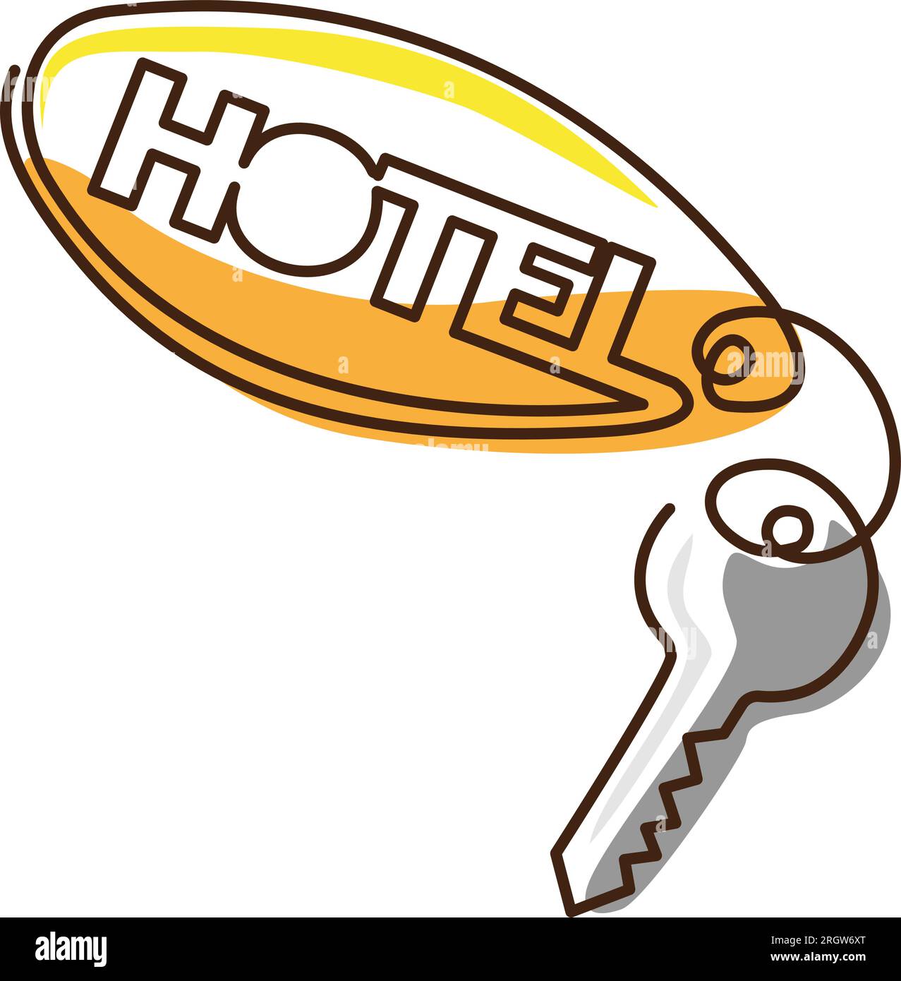 Key for hotel room with keychain. Continuous one line drawing Stock ...