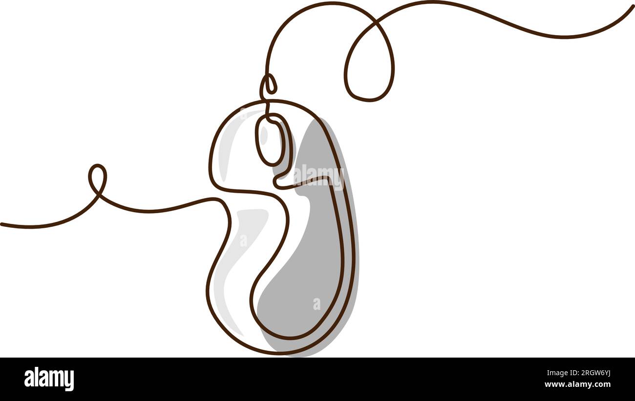 Computer mouse silhouette. Continuous one line drawing Stock Vector ...