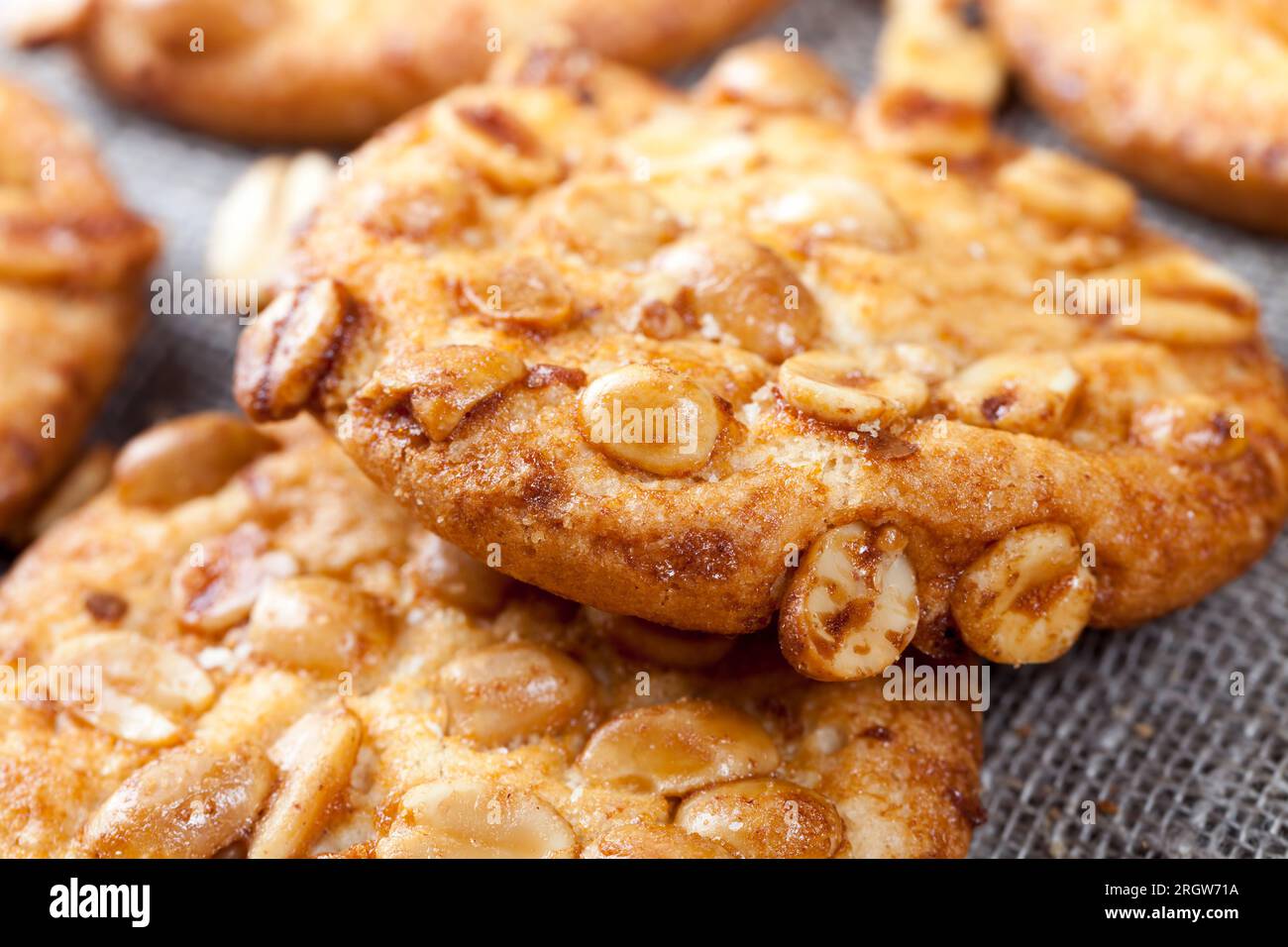 delicious round cookies from different ingredients, crunchy cookies ...