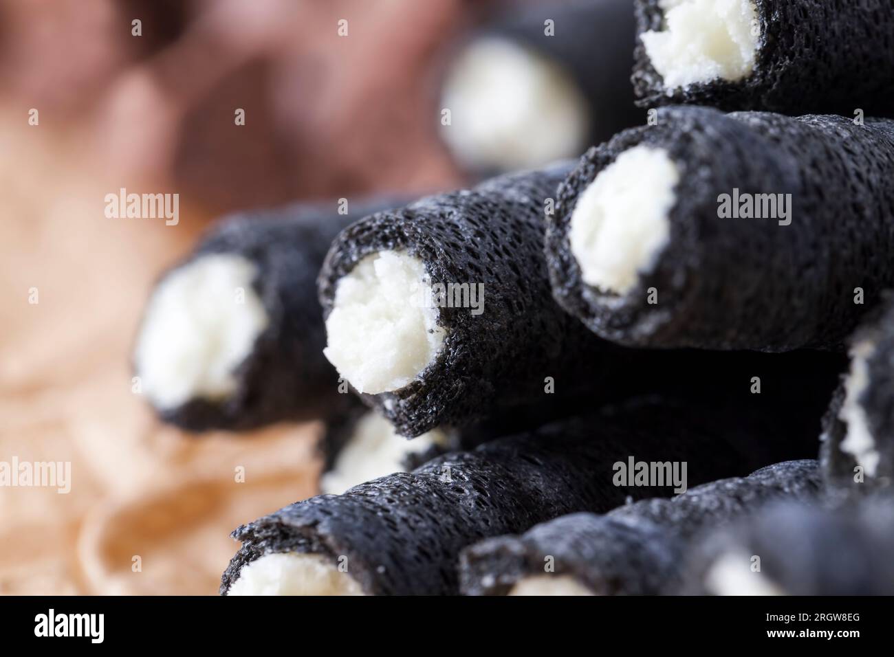 black sweet waffles made from wheat flour and the addition of activated ...