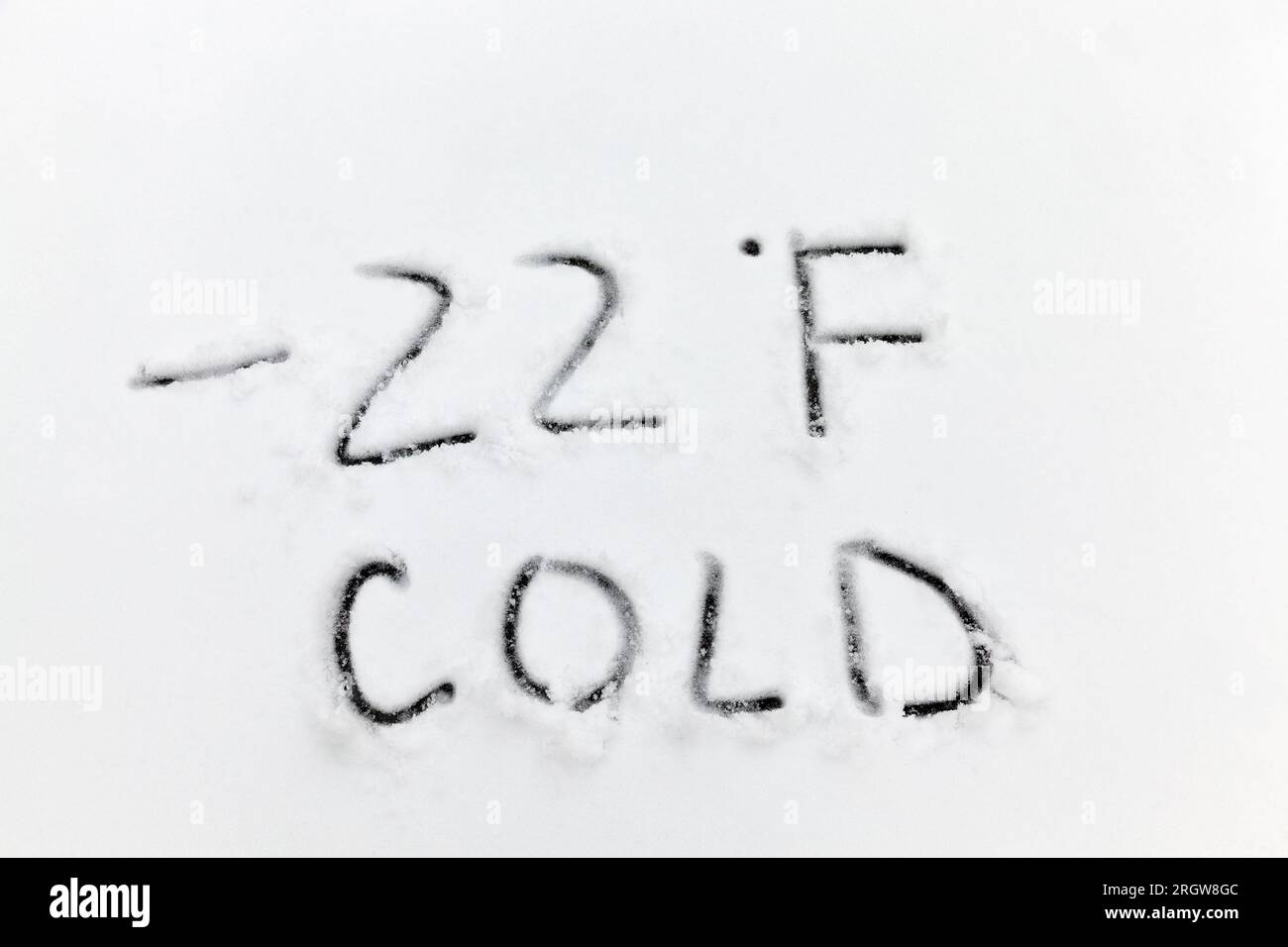 drawn on the snow, temperature symbols denoting negative very cold ...