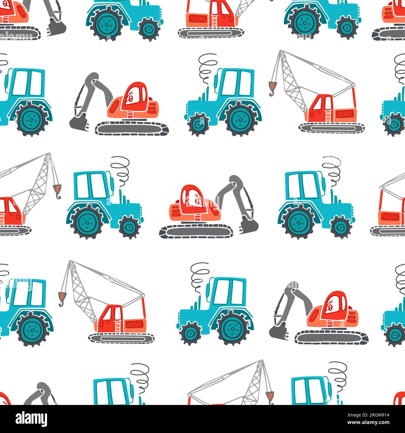 Childrens construction machinery seamless pattern. Cartoon illustration ...