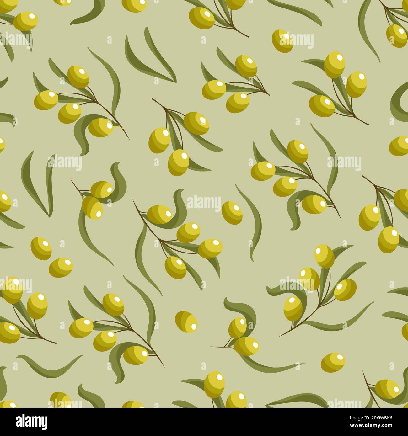 Olives bright summer vegetable vector illustration. Seamless patterns ...