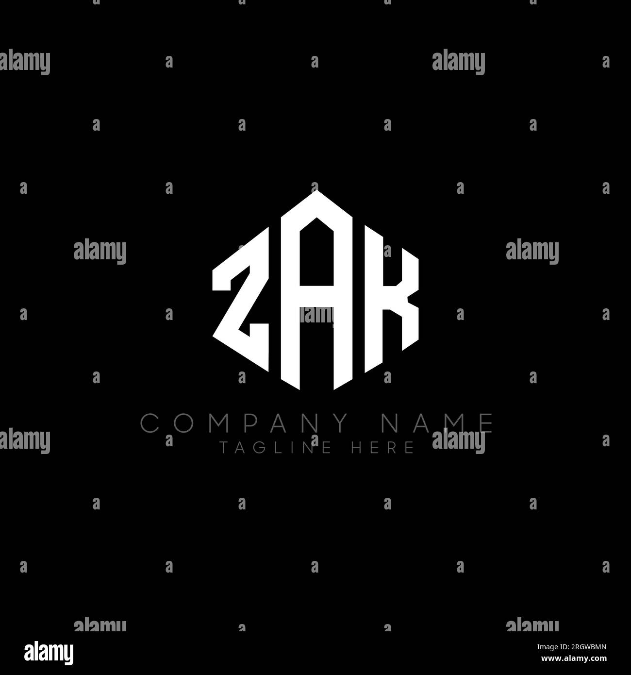 ZAK letter logo design with polygon shape. ZAK polygon logo monogram ...
