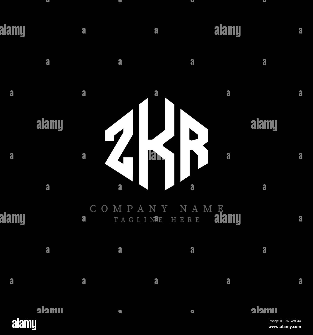 ZKR letter logo design with polygon shape. ZKR polygon and cube shape ...