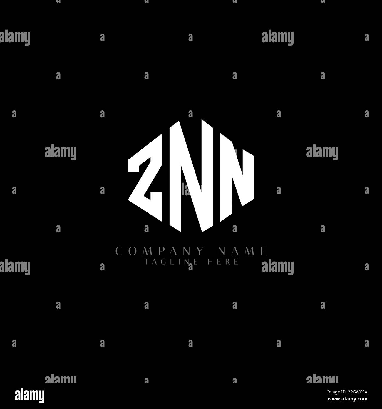 ZNN letter logo design with polygon shape. ZNN polygon and cube shape logo design. ZNN hexagon ...