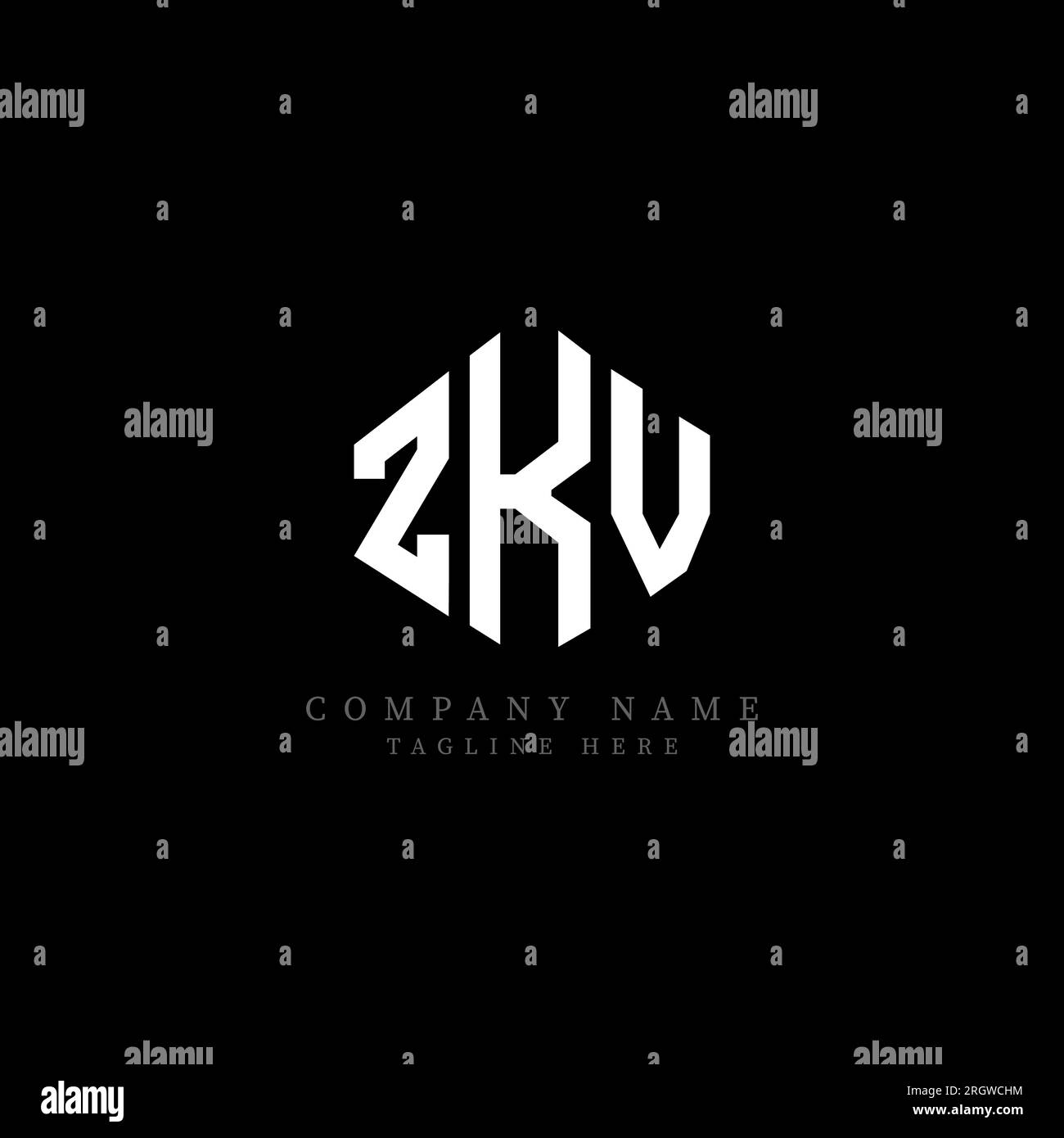 ZKV letter logo design with polygon shape. ZKV polygon and cube shape ...