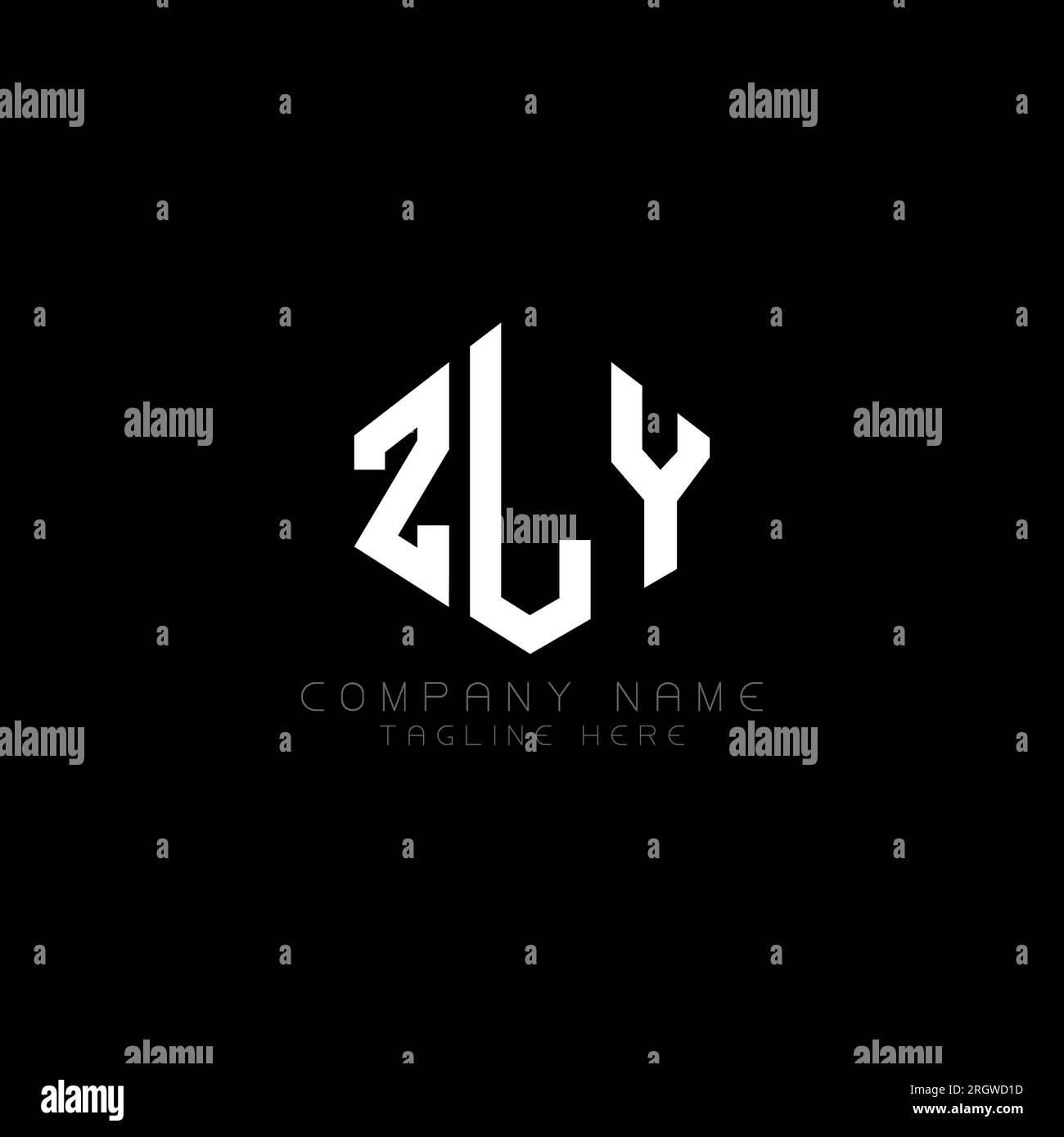 ZLY letter logo design with polygon shape. ZLY polygon and cube shape logo design. ZLY hexagon ...