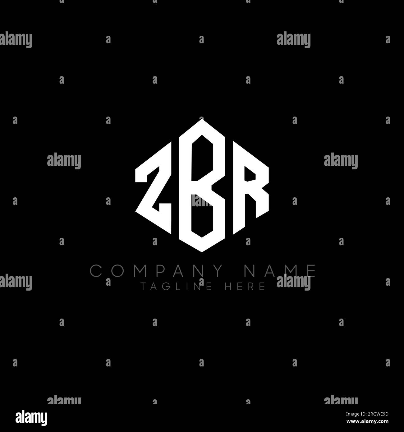 ZBR letter logo design with polygon shape. ZBR polygon and cube shape logo design. ZBR hexagon ...