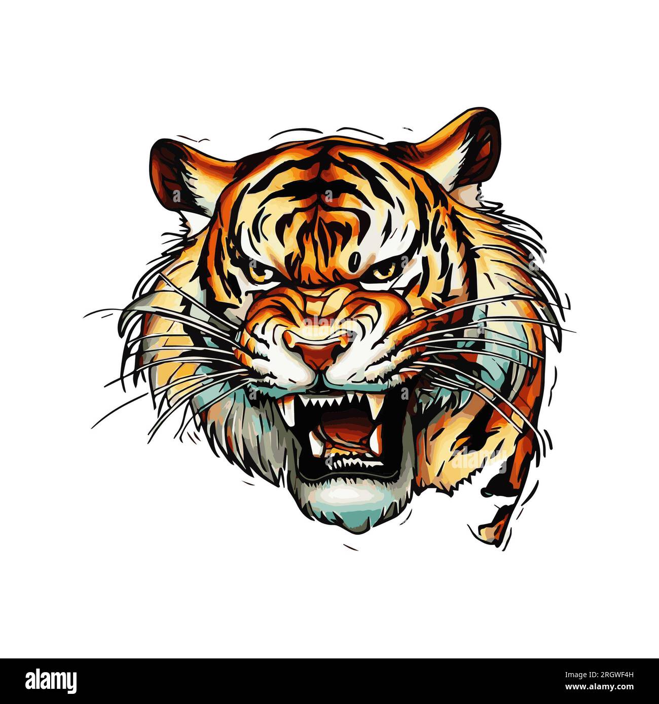Cartoon Tiger Face Roaring